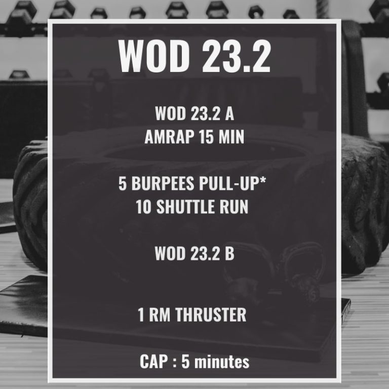 WOD 23.2 : Burpees Pull-Up, Shuttle Run et Thruster